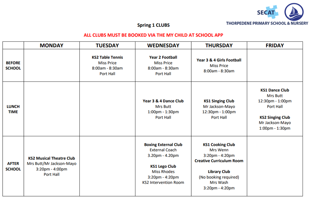 Thorpedene Primary School & Nursery - School Clubs